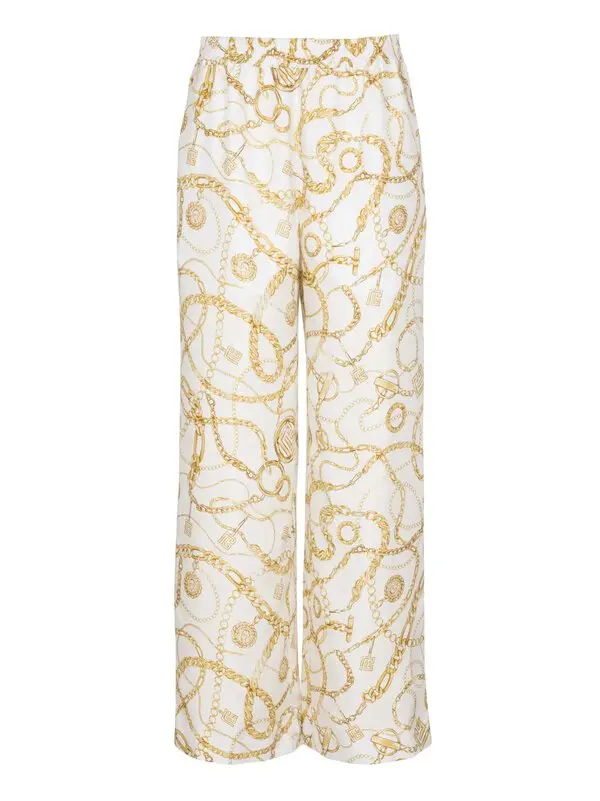 Balmain Chains Print Silk Trousers - Gold