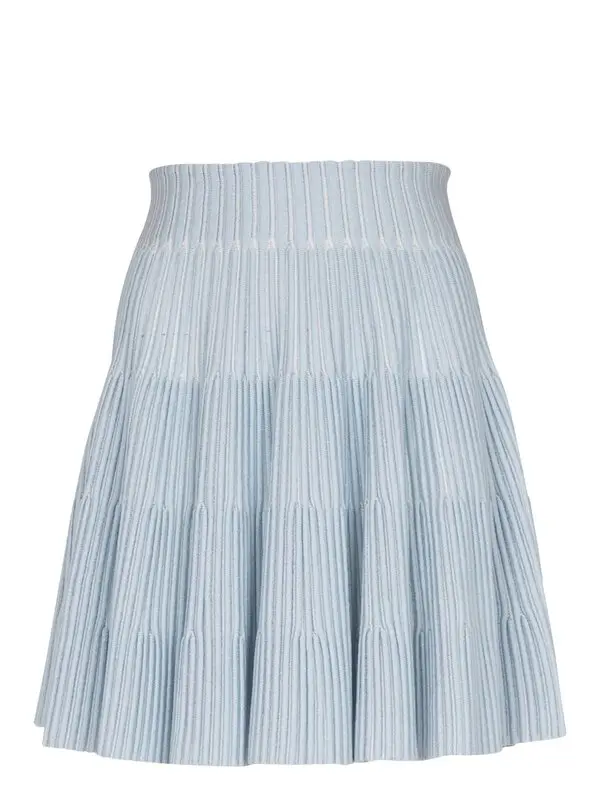 Balmain A-line Textured Knit Skirt - Blue