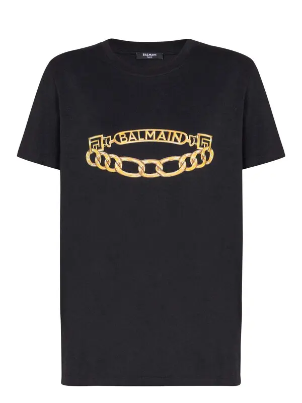 Balmain Short-sleeved Chain Print T-shirt - Black