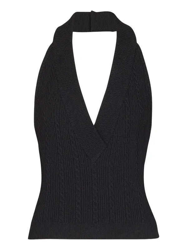 Balmain Cable-knit Halterneck Top - Black
