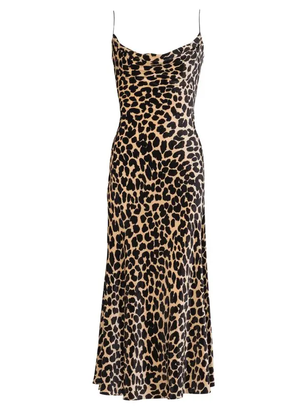 Balmain Leopard Print Velvet Midi Dress - Black