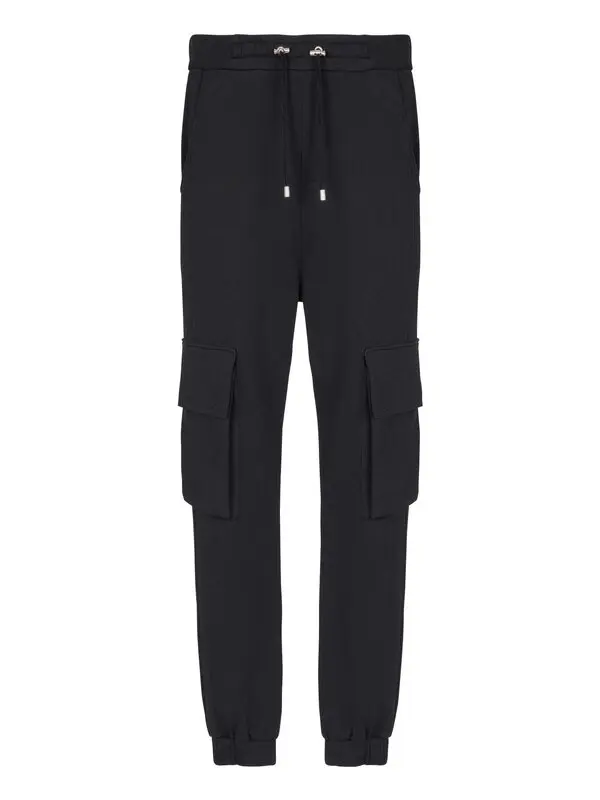 Balmain Cargo Joggers With Paris Print - Black