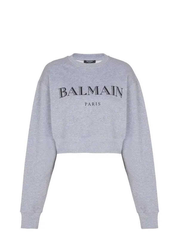 Balmain Printed Crew-neck Sweatshirt - Grey
