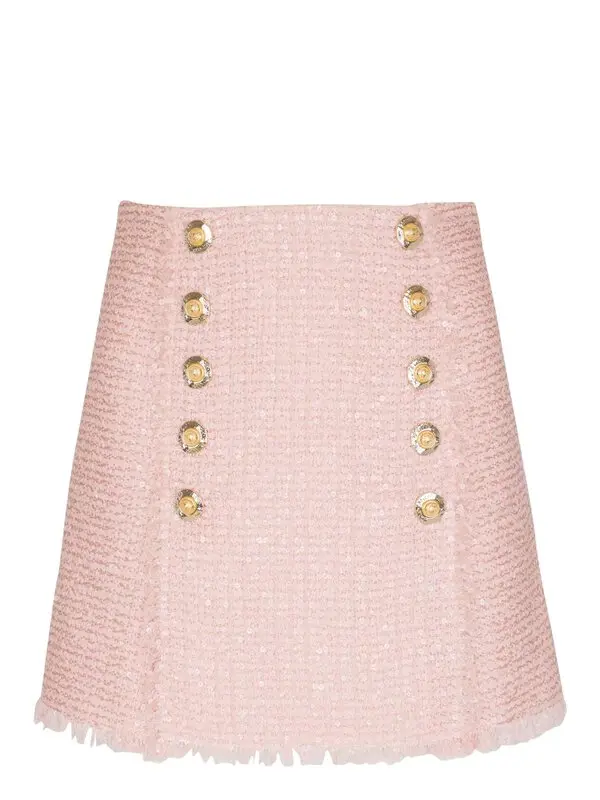 Balmain Sequinned Tweed Mini Skirt - Pink