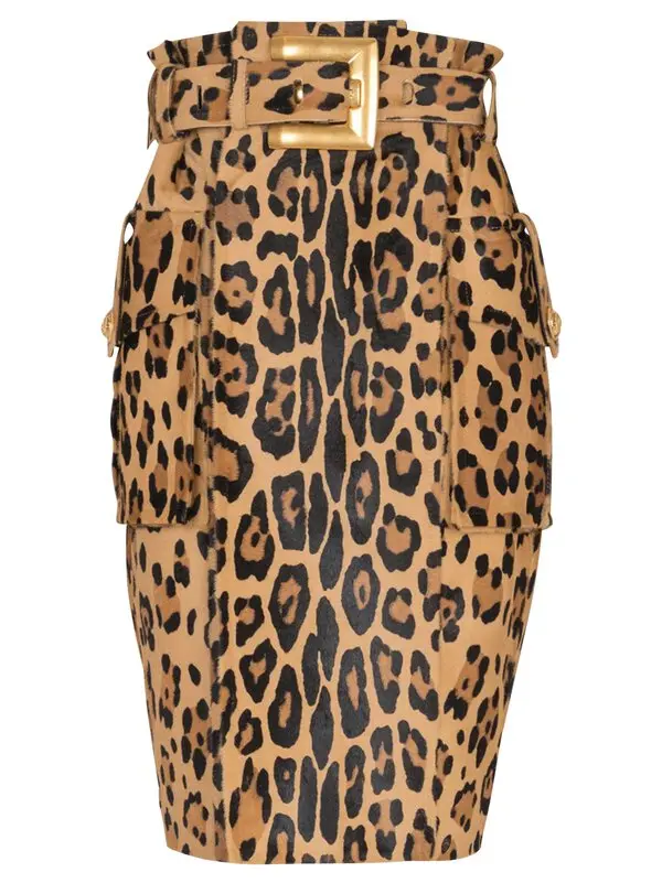 Balmain Leopard Print Midi Skirt - Multicolor