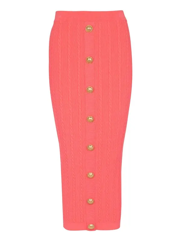 Balmain Cable-knit Midi Skirt - Pink