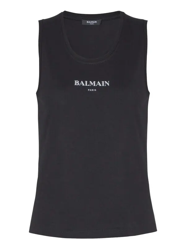 Balmain Printed Tank Top - Black