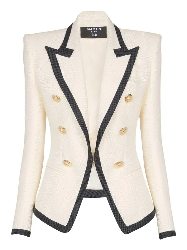 Balmain Fitted Basketweave Jacket - Beige
