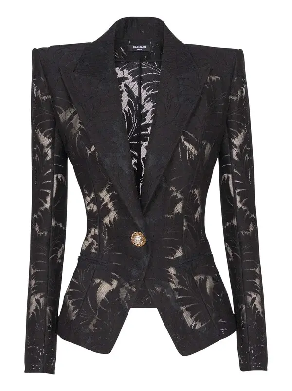 Balmain Fitted Lace Jacket - Black