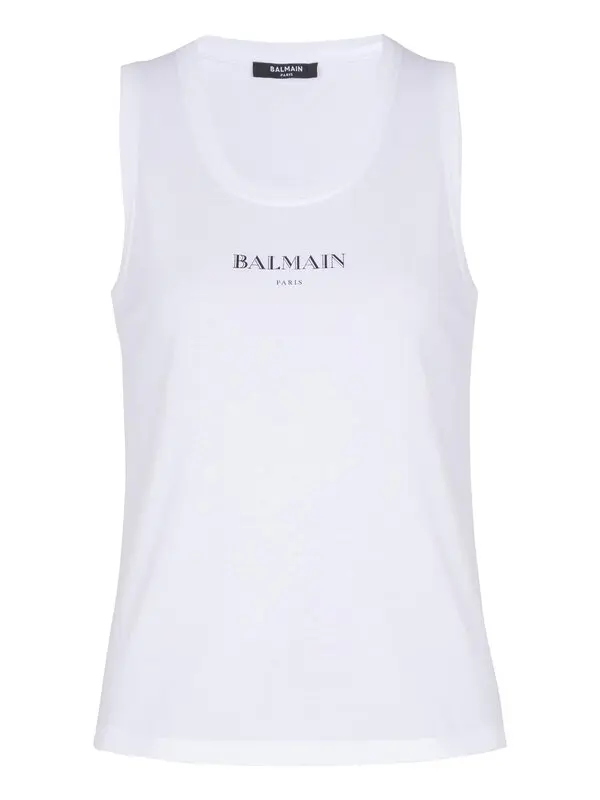 Balmain Printed Tank Top - White