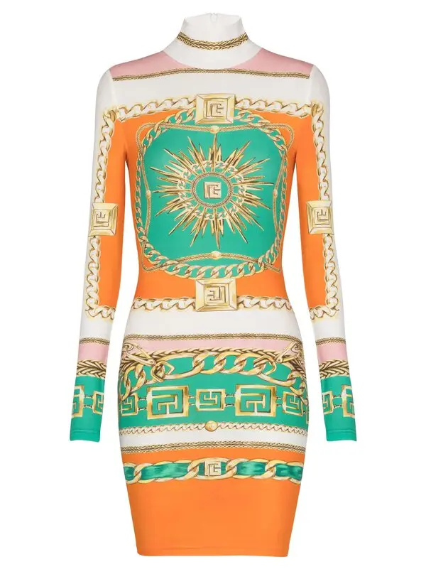 Balmain Short Printed Bodycon Dress - Multicolor