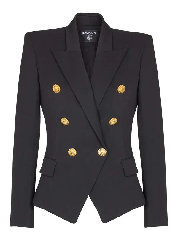 Balmain Grain De Poudre Fitted Jacket - Black