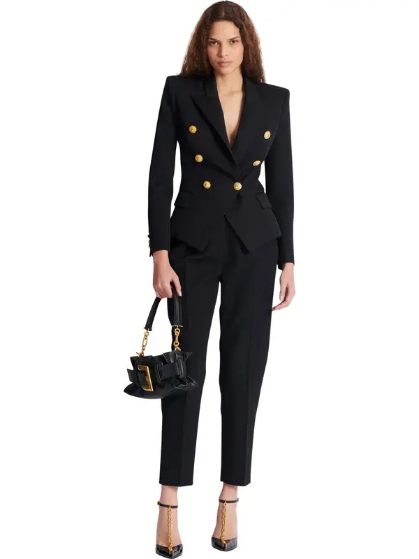 Balmain Grain De Poudre Fitted Jacket - Black