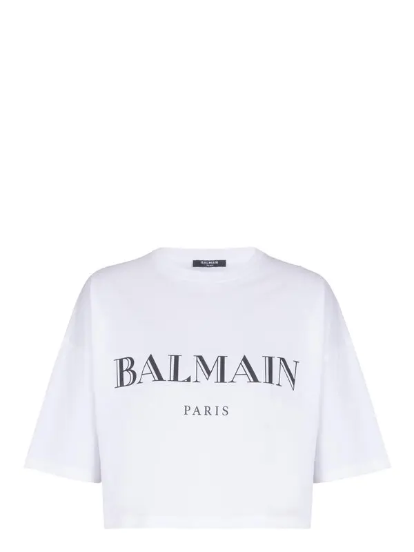 Balmain Boxy Cropped T-shirt With Logo - White