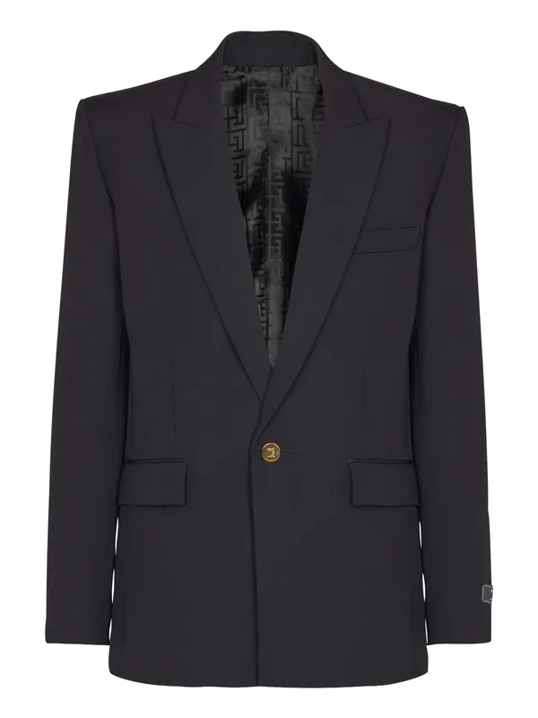 Balmain Grain De Poudre Wool One-button Jacket - Black