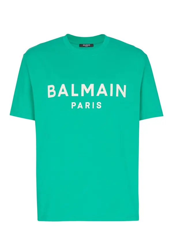 Balmain T-shirt With Paris Print - Green