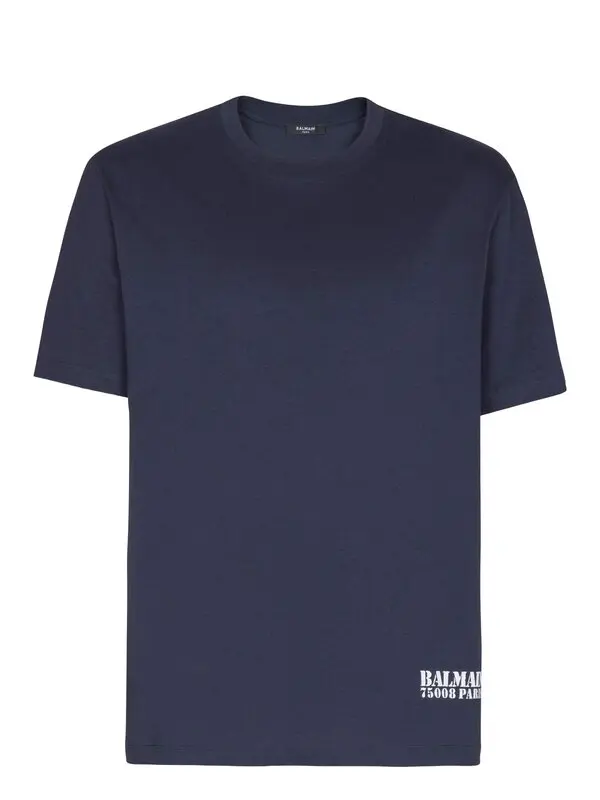 Balmain Small Stamp Printed T-shirt - Navy