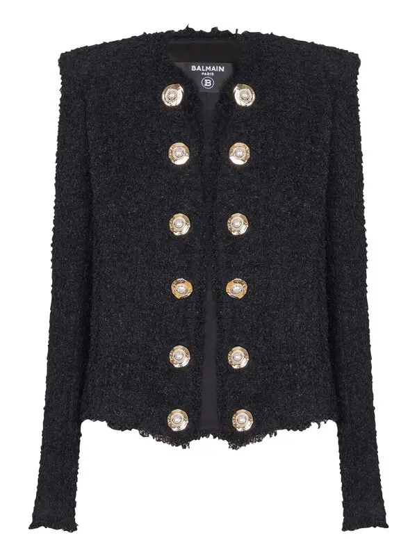 Balmain Edge-to-edge Tweed Jacket - Black