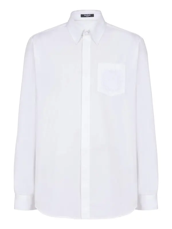 Balmain Cusson Embroidered Poplin Shirt - White