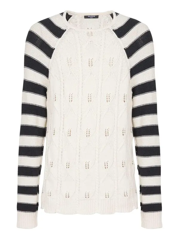 Balmain Cable Knit Jumper - White