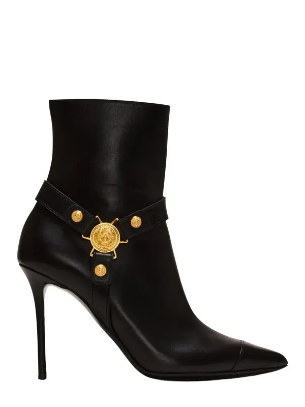 Balmain Heeled Calfskin Eva Ankle Boots - Black