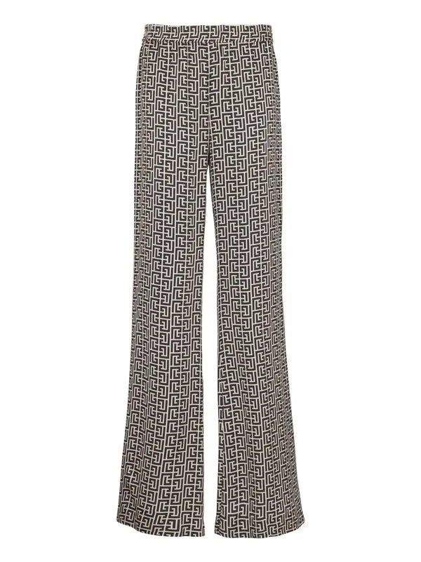 Balmain Monogrammed Flowing Trousers - Black