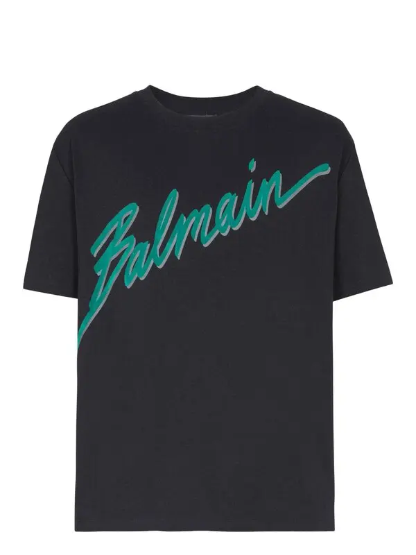 Balmain Lettre Flocked T-shirt - Black