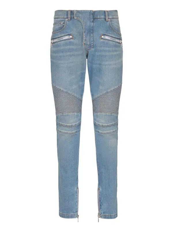 Balmain Slim-fit Biker Trousers - Blue