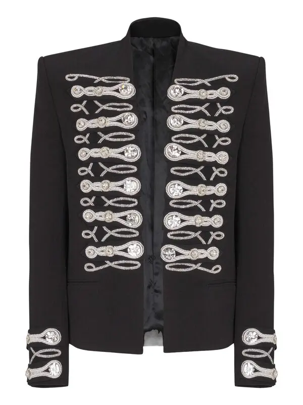 Balmain Crepe Spencer Jacket With Frogging - Black