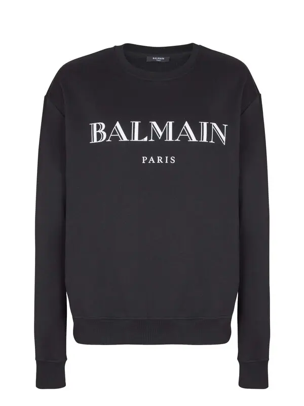 Balmain Printed Cotton Sweatshirt - Black