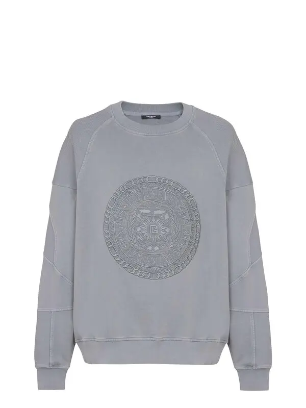 Balmain Embroidered Médaille Sweatshirt - Grey