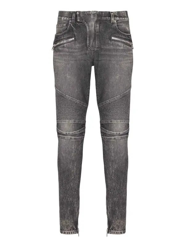 Balmain Slim-fit Biker Trousers - Grey