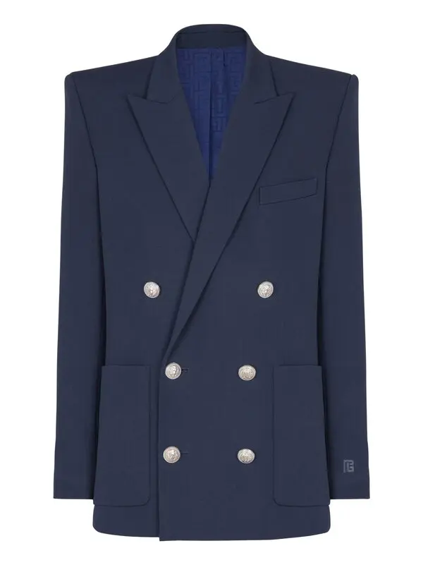 Balmain Grain De Poudre Blazer - Navy