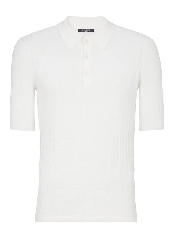 Balmain Monogram Knit Polo Shirt - White