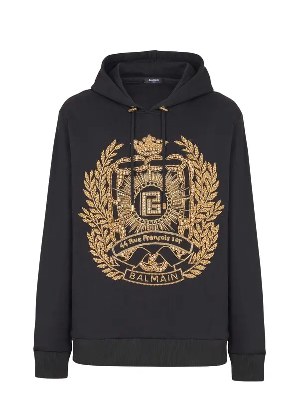 Balmain Cusson Embroidered Hoodie - Black