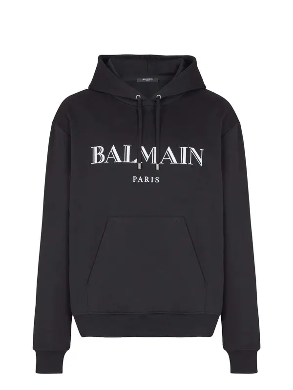 Balmain Printed Relaxed Hoodie - Black