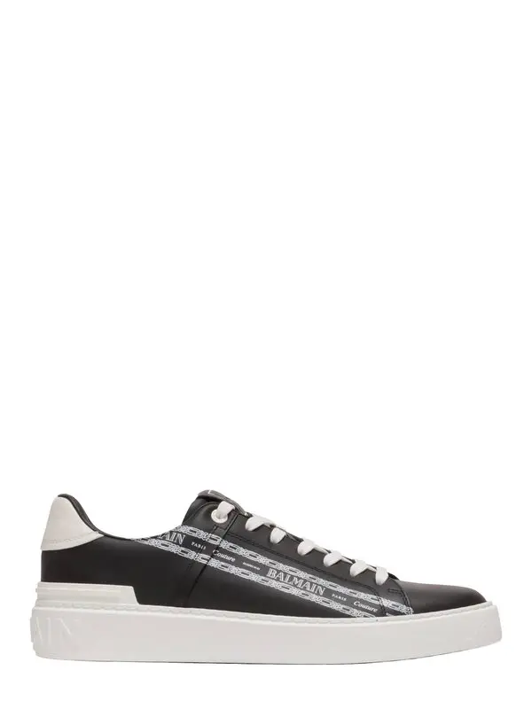 Balmain B-court Printed Calfskin Trainers - Black