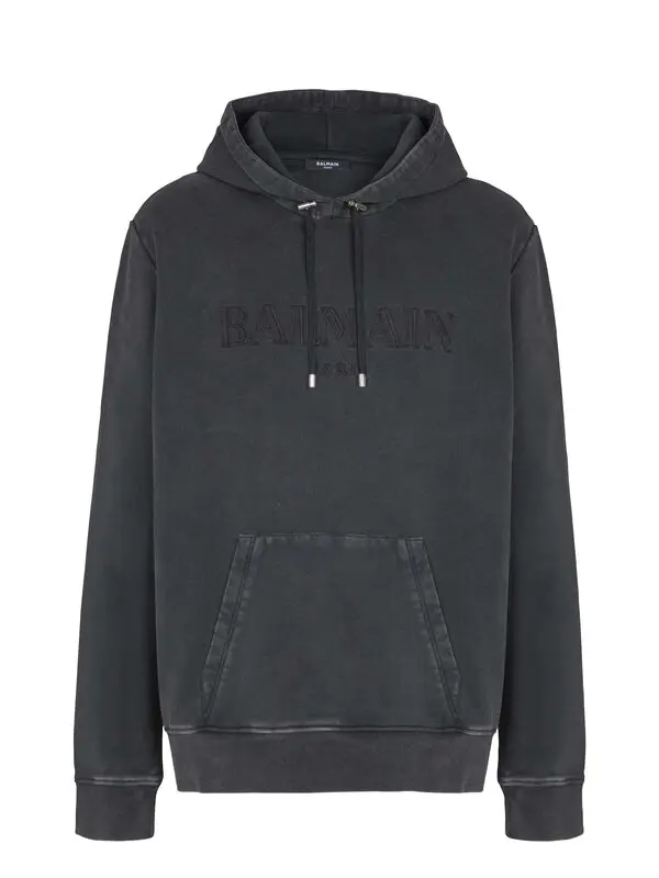 Balmain Vintage Embroidered Hoodie - Grey