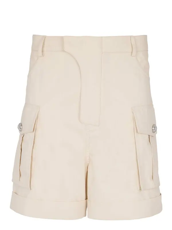 Balmain Cotton Cargo Bermuda Shorts - Beige