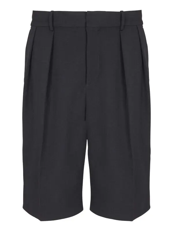 Balmain Grain De Poudre Pleated Bermuda Shorts - Black