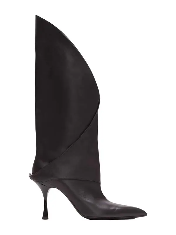 Balmain Twist Heeled Leather Boots - Black