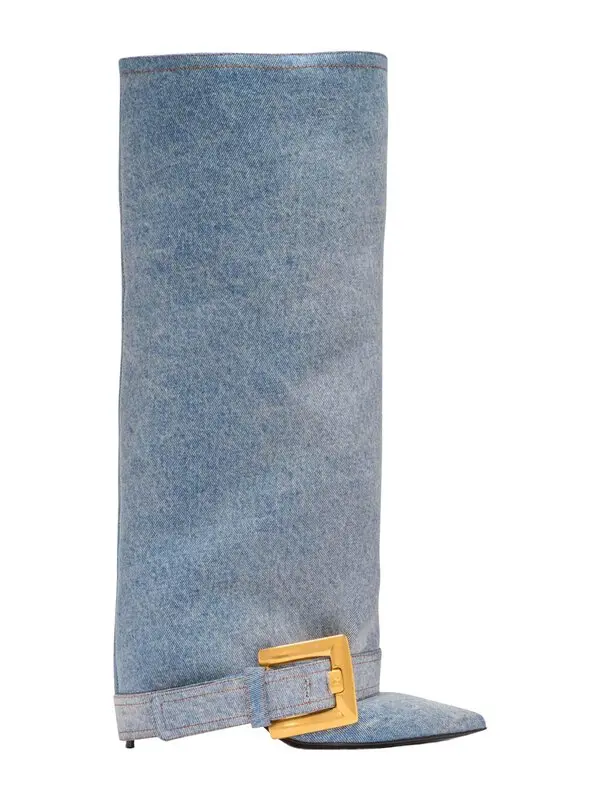 Balmain Anthem Denim Boots - Blue