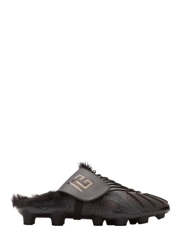 Balmain Half Time Faux Fur-lined Mules - Black