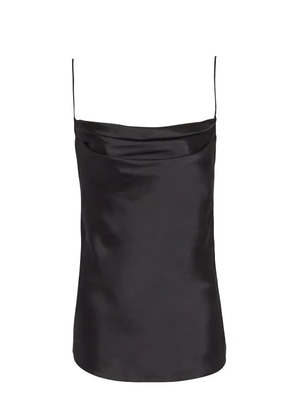 Balmain Draped Satin Top - Black