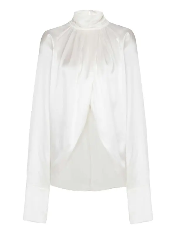 Balmain Draped Silk Blouse - White