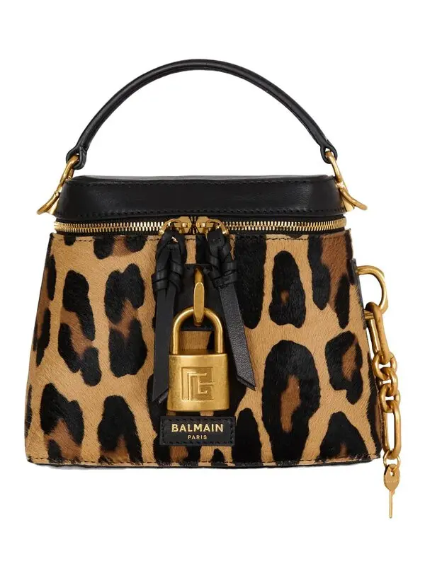 Balmain Pulse Vanity Leopard Print Leather Bag - Brown