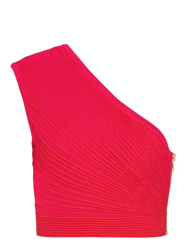 Balmain One-shoulder Knit Top - Pink