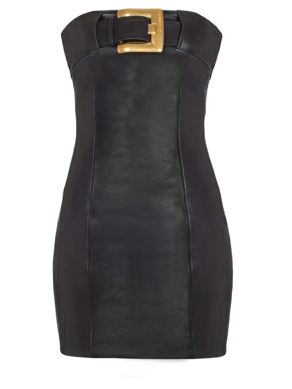 Balmain Bustier Dress With Anthem Belt - Black