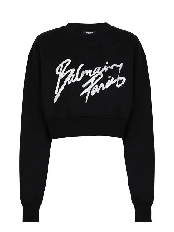 Balmain Printed Cotton Sweatshirt - Black