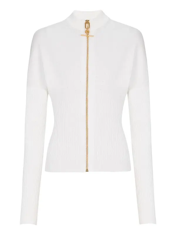 Balmain Zipped Knit Cardigan - White